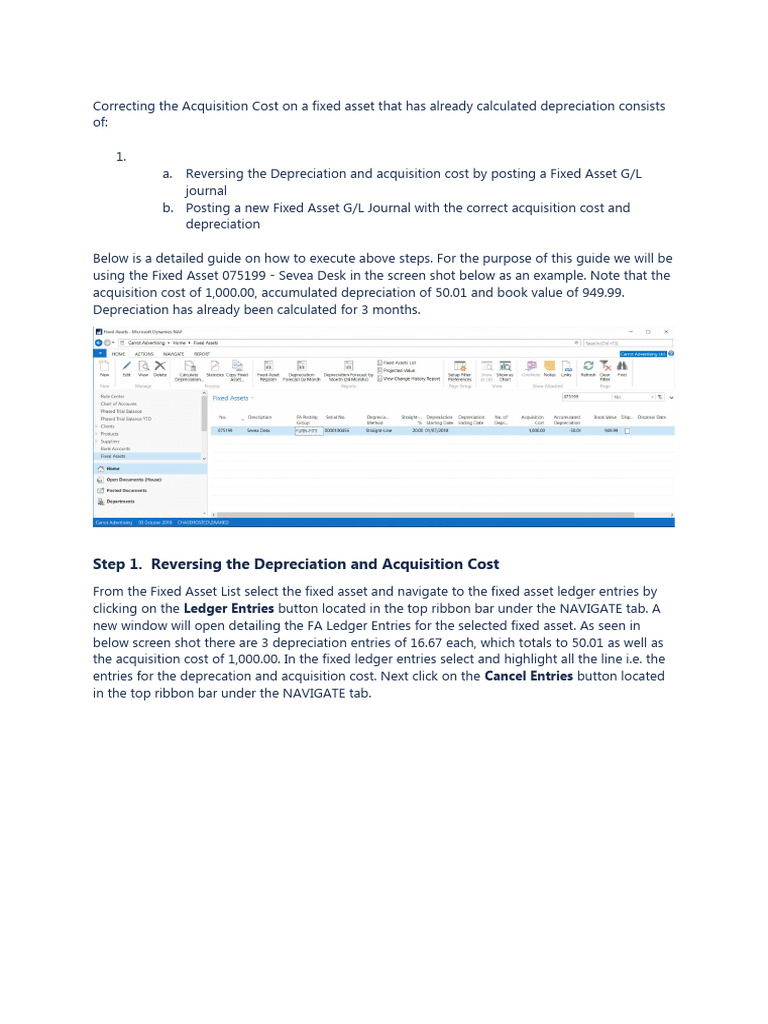 Fixing Asset Acquisition Cost & Depreciation | PDF | Depreciation ...