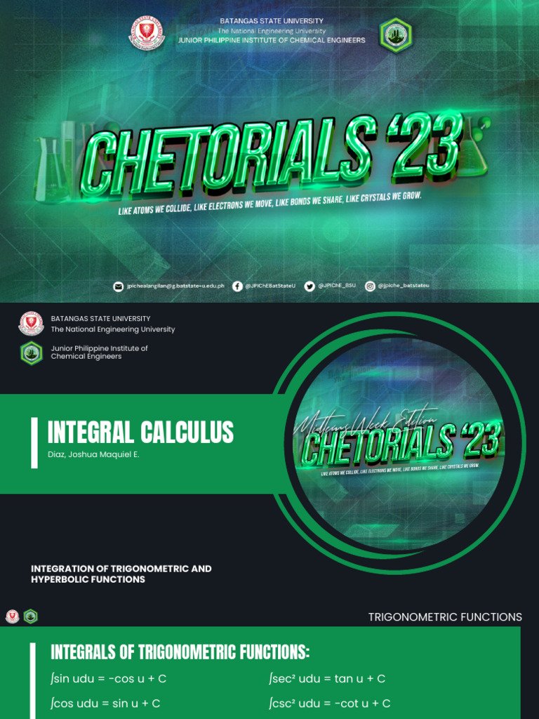 Trigonometric and Hyperbolic Integrals Guide | PDF | Trigonometric ...