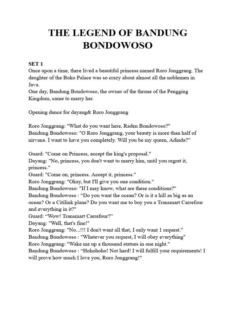The Legend of Bandung Bondowoso | PDF | Home & Garden | Poetry