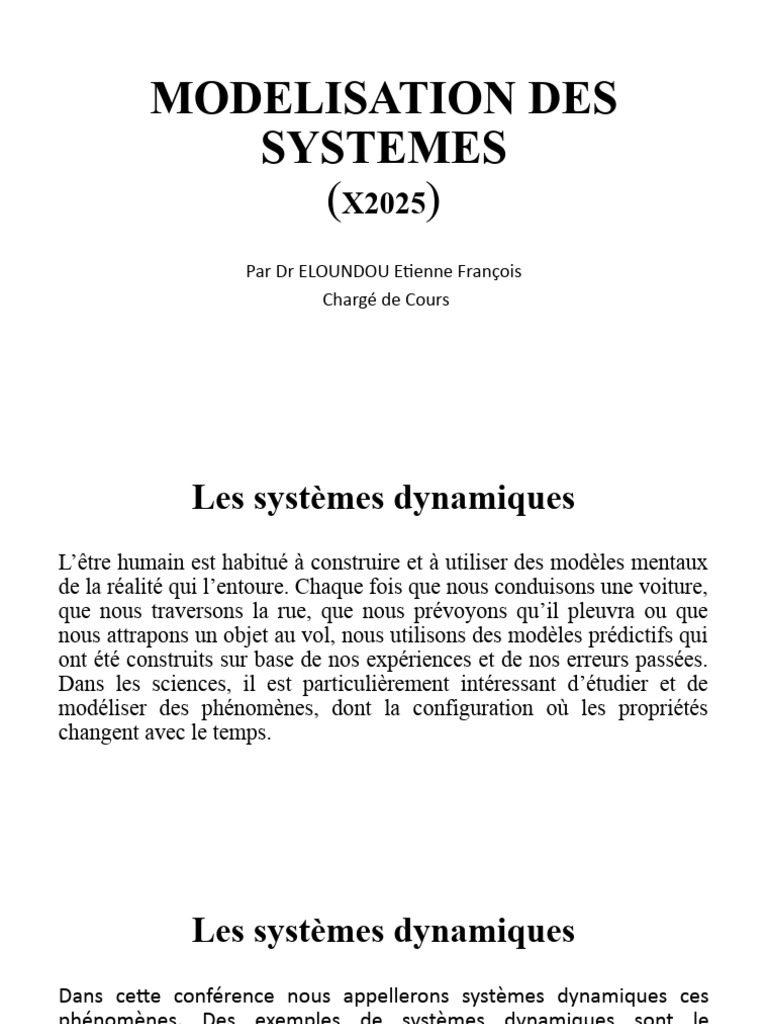 Modelisation Des Systemes | PDF | Modèle mathématique | Mathématiques