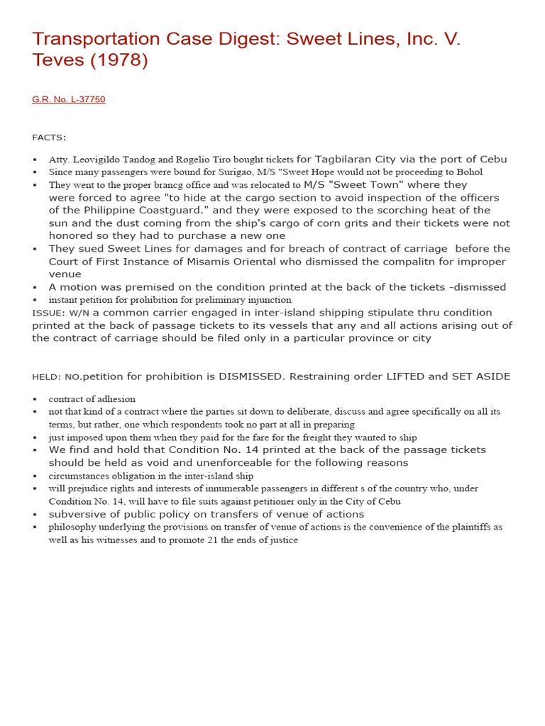 Sweet Lines v. Teves CD | PDF