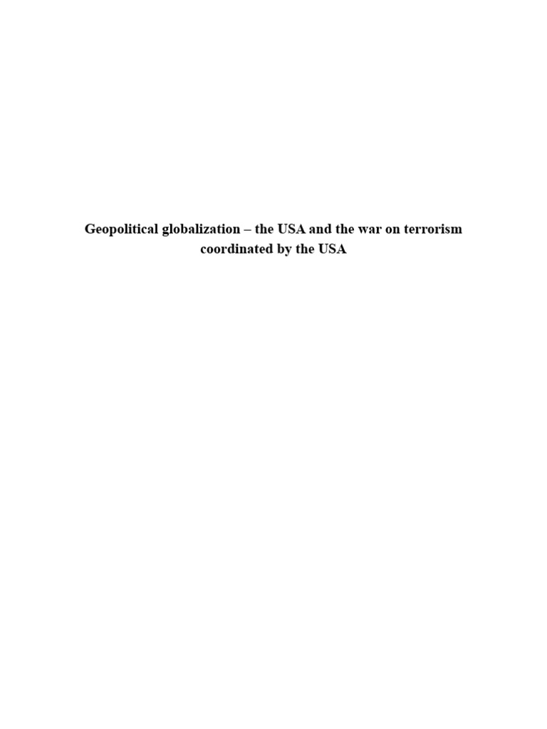 Geopolitical Globalization - The USA and The War On Terrorism ...