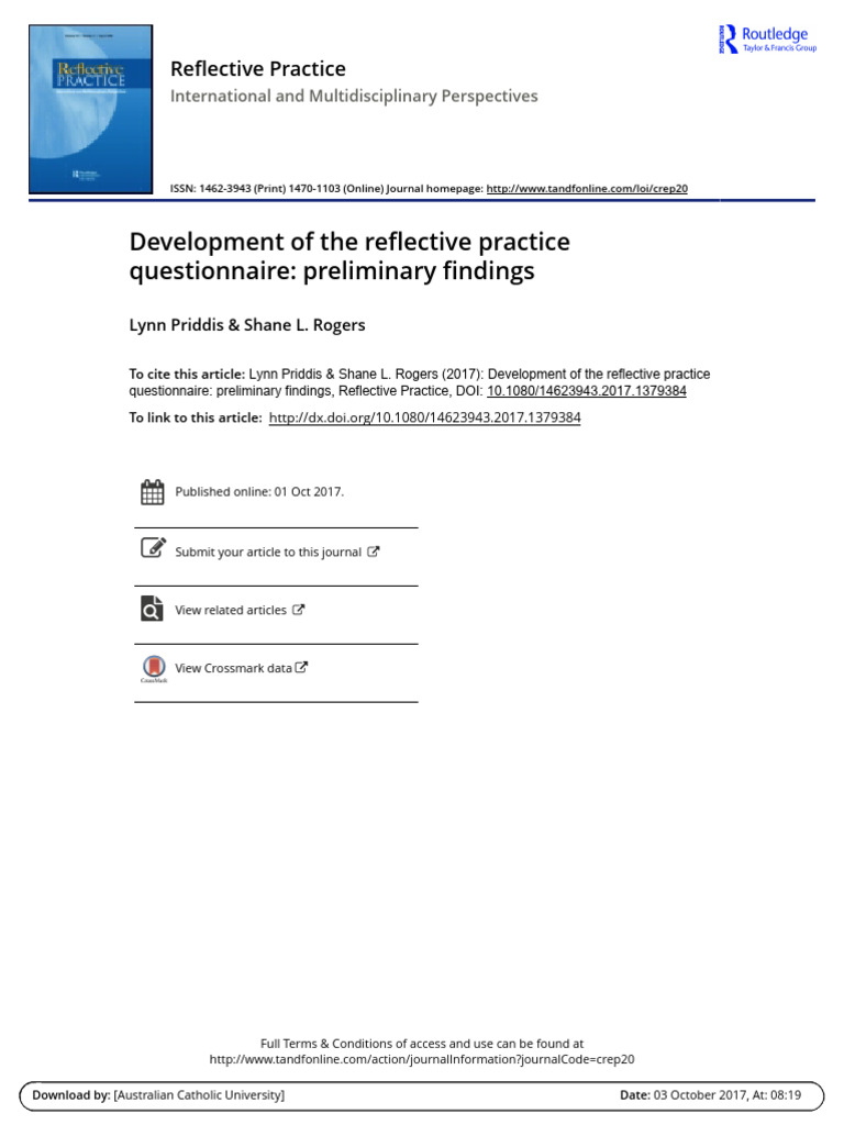 Priddis 2017 | PDF | Reflective Practice | Experience