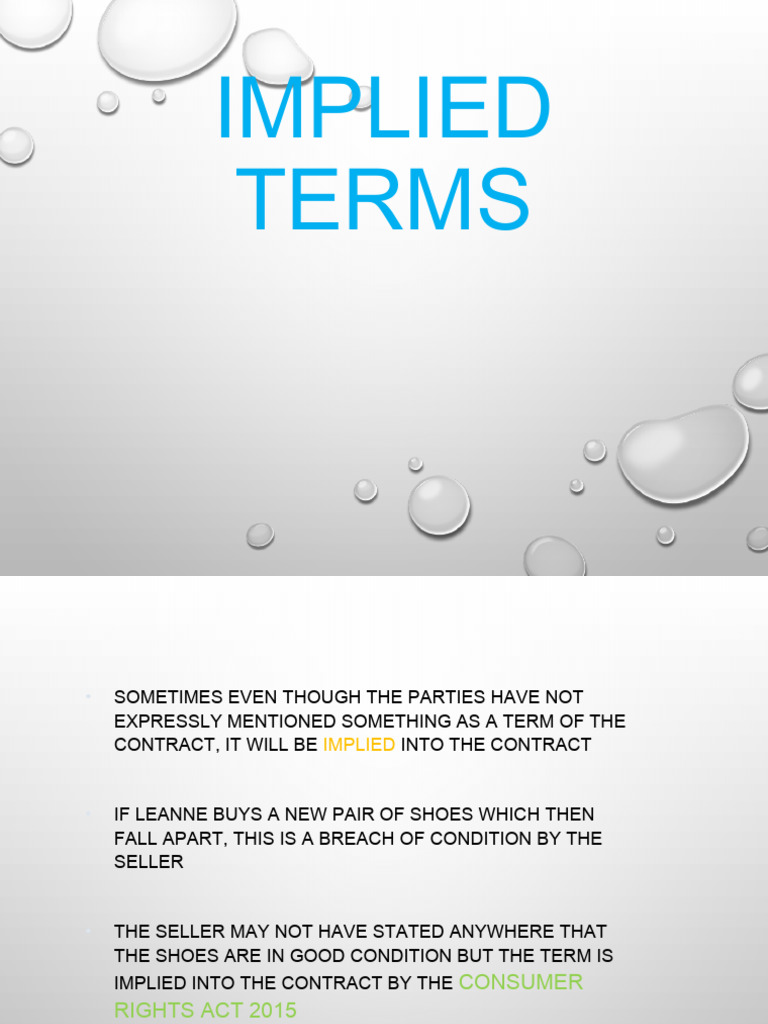 Implied Contractual Terms | PDF | Contractual Term | Leasehold Estate Implied Contractual Terms | PDF | Contractual Term | Leasehold Estate