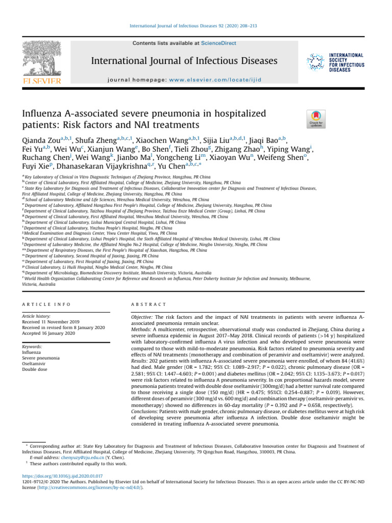 Influenza A-Associated Severe Pneumonia in Hospitalized Patients Risk ...