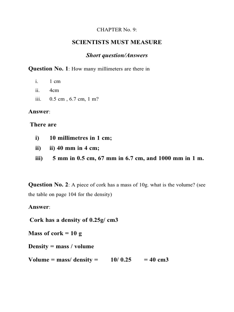 Class 8 Science "Scientists Must Measure" | PDF