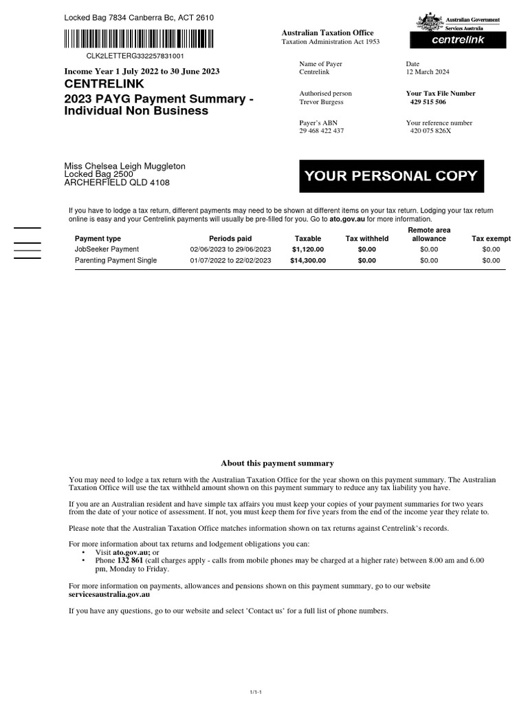 Payment Summary 2022 - 2023 | PDF | Taxes | Economies