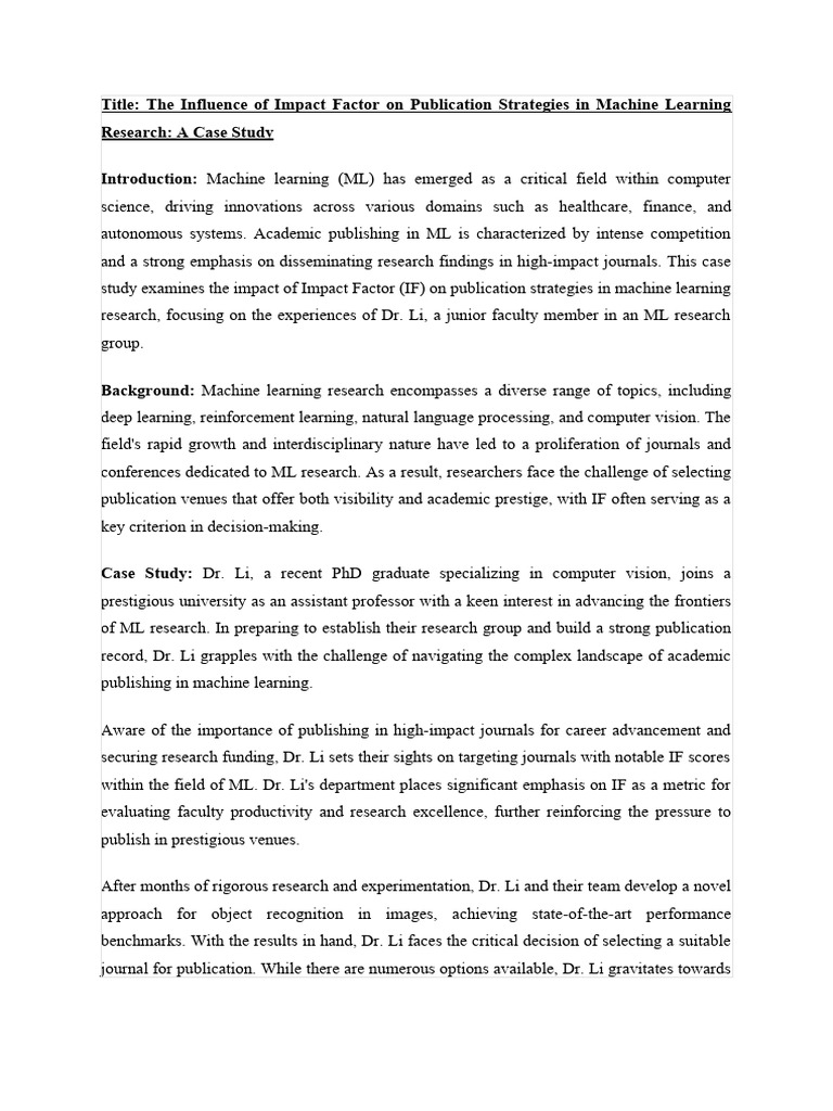 Case Study | PDF | Machine Learning | Academic Publishing