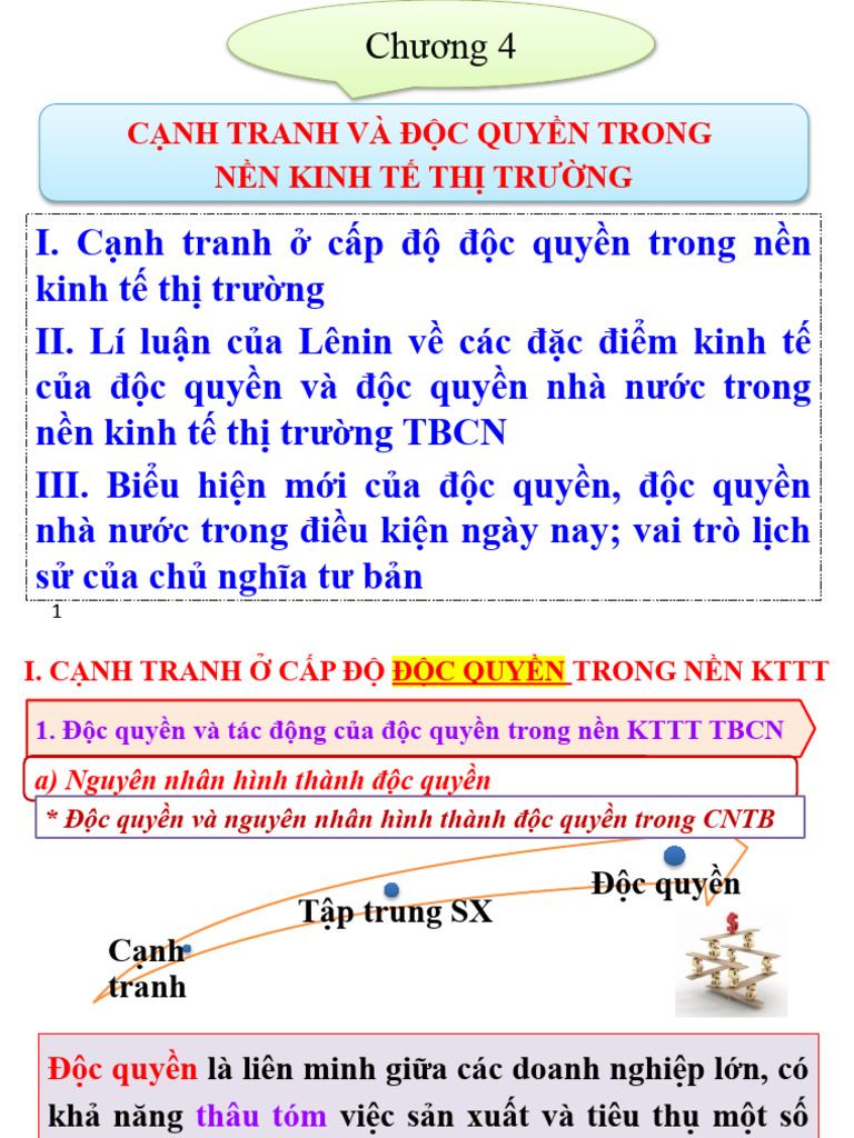 Chương 4. CẠNH TRANH VÀ ĐỘC QUYỀN TRONG NỀN KTTT | PDF