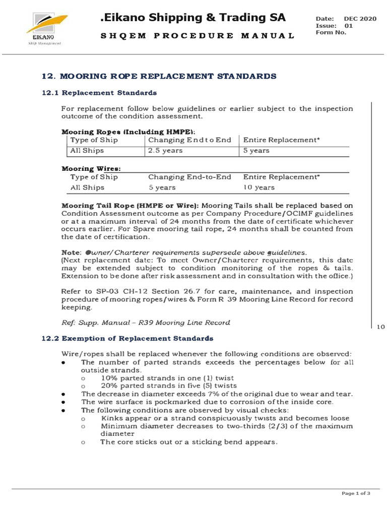 Mooring Line Management Plan | PDF | Rope | Manufactured Goods