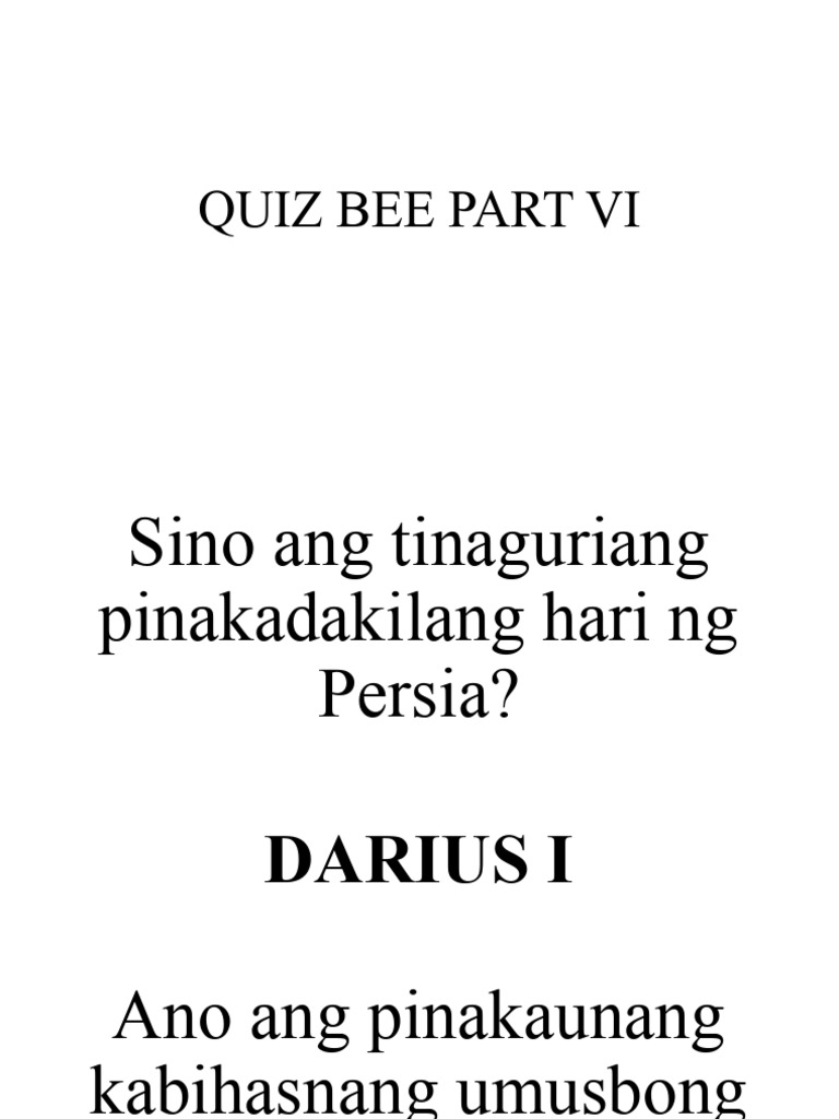 Quiz Bee Part V | PDF