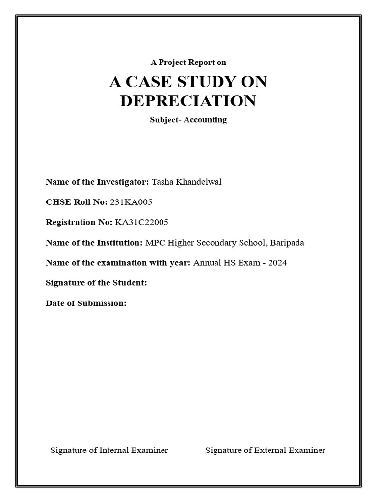 A Case Study On Depreciation | PDF | Depreciation | Fixed Asset