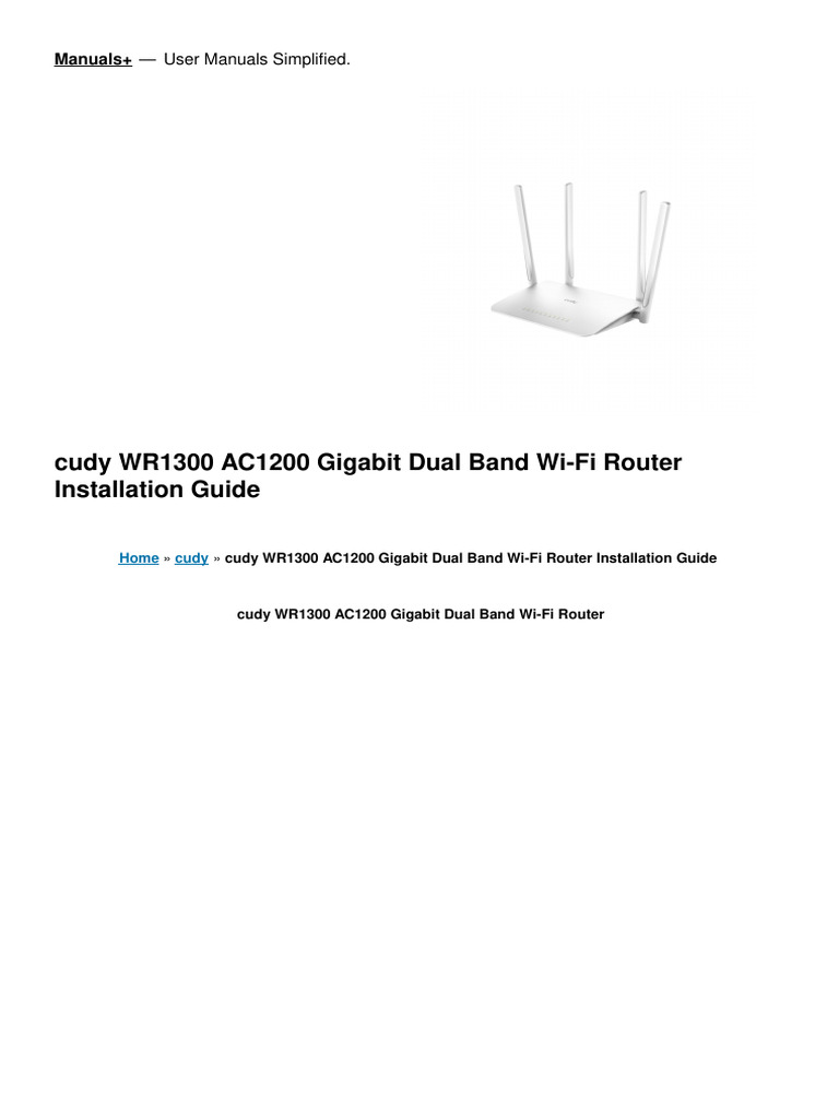 Cudy wr1300 Ac1200 Gigabit Dual Band Wi Fi Router Manual | PDF | Wi Fi ...