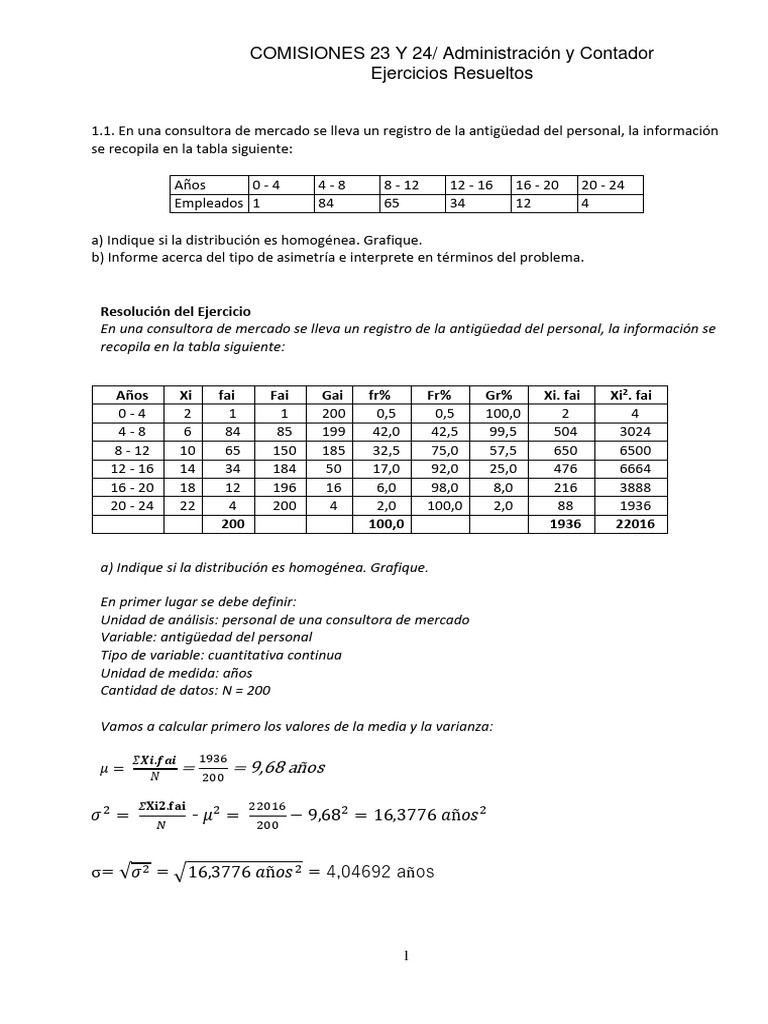 Estadística Descriptiva Ejercicios Resueltos | PDF | Matemáticas Aplicadas | Análisis
