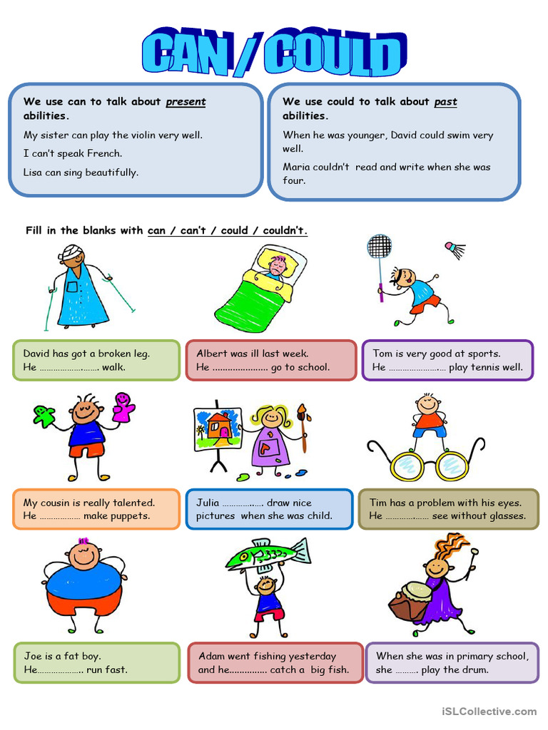 We Use Could To Talk About Past Abilities. We Use Can To Talk About ...
