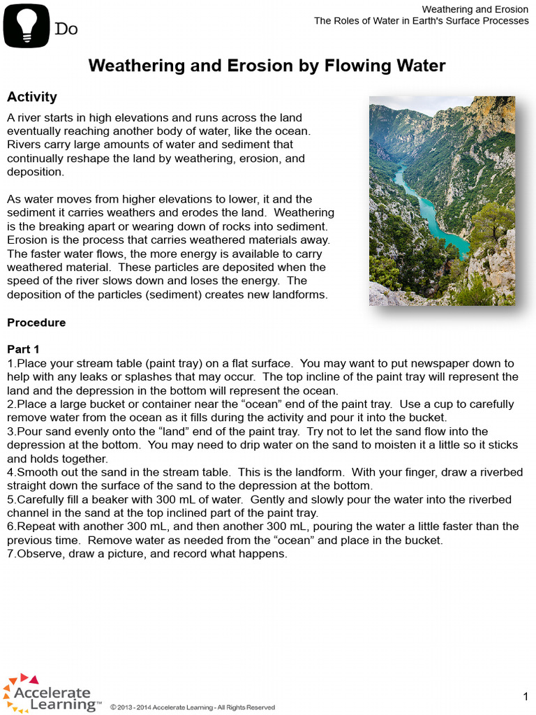 Weathering and Erosion by Flowing Water | PDF | Erosion | Sediment