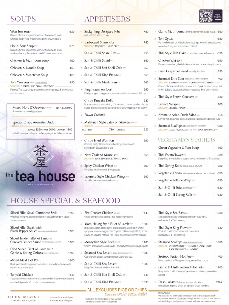TeaHouse Restaurant | PDF | Thai Cuisine | Tofu