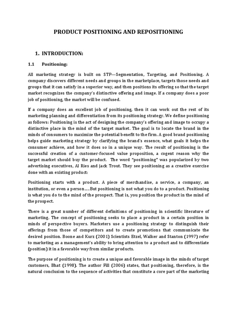 Product Positioning and Re Positioning | PDF | Brand | Evaluation