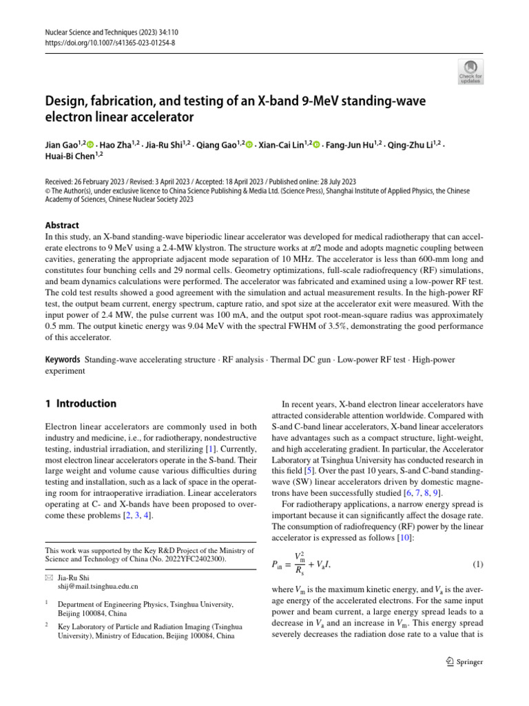 10.1007@s41365 023 01254 8 | PDF | Particle Accelerator | Waveguide