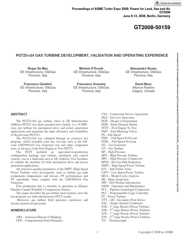 PGT25+Gas Turbine Development - Validation and Operating Experience ...