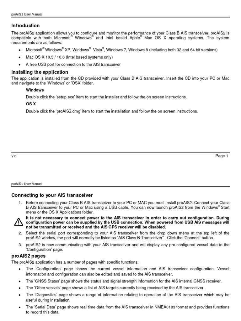 Pro AIS2 User Manual | PDF | Microsoft Windows | Mac Os