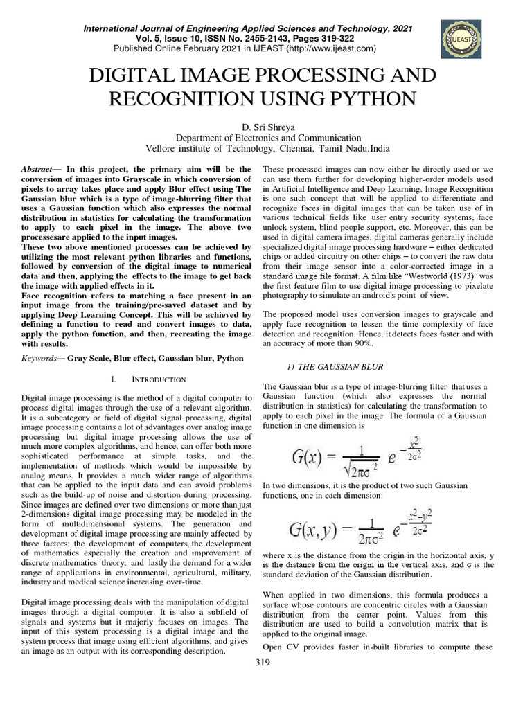 Digital Image Processing and Recognition Using Pyt | PDF | Signal Processing | Imaging