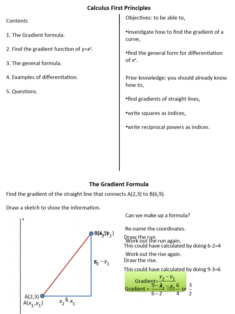 Calculus First Principles | PDF | Gradient | Slope