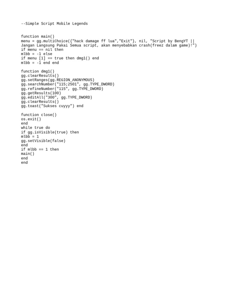 Script Damage Lua FF | PDF