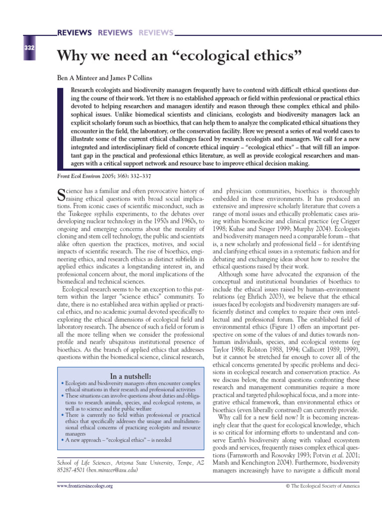 Why We Need An "Ecological Ethics": Reviews | PDF | Conservation ...