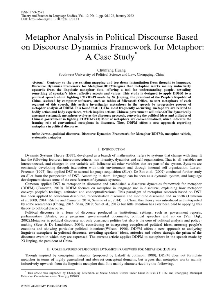 Metaphor Analysis in Political Discourse Based On Discourse | PDF