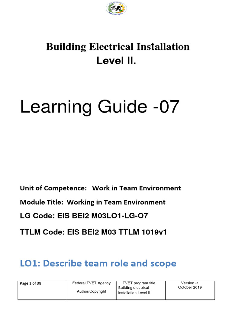 Learning Guide - 07: Building Electrical Installation Level II | PDF | Knowledge | Information