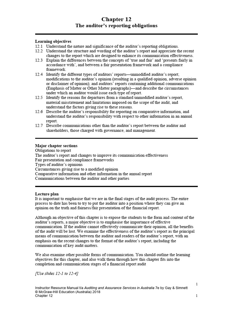 Gay7e Irm Ch12 | PDF | Auditor's Report | Audit