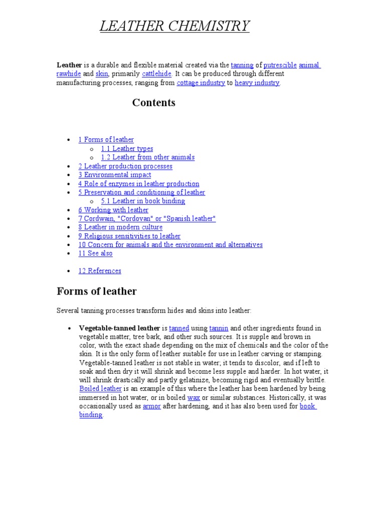 Leather Chemistry | PDF | Leather | Materials