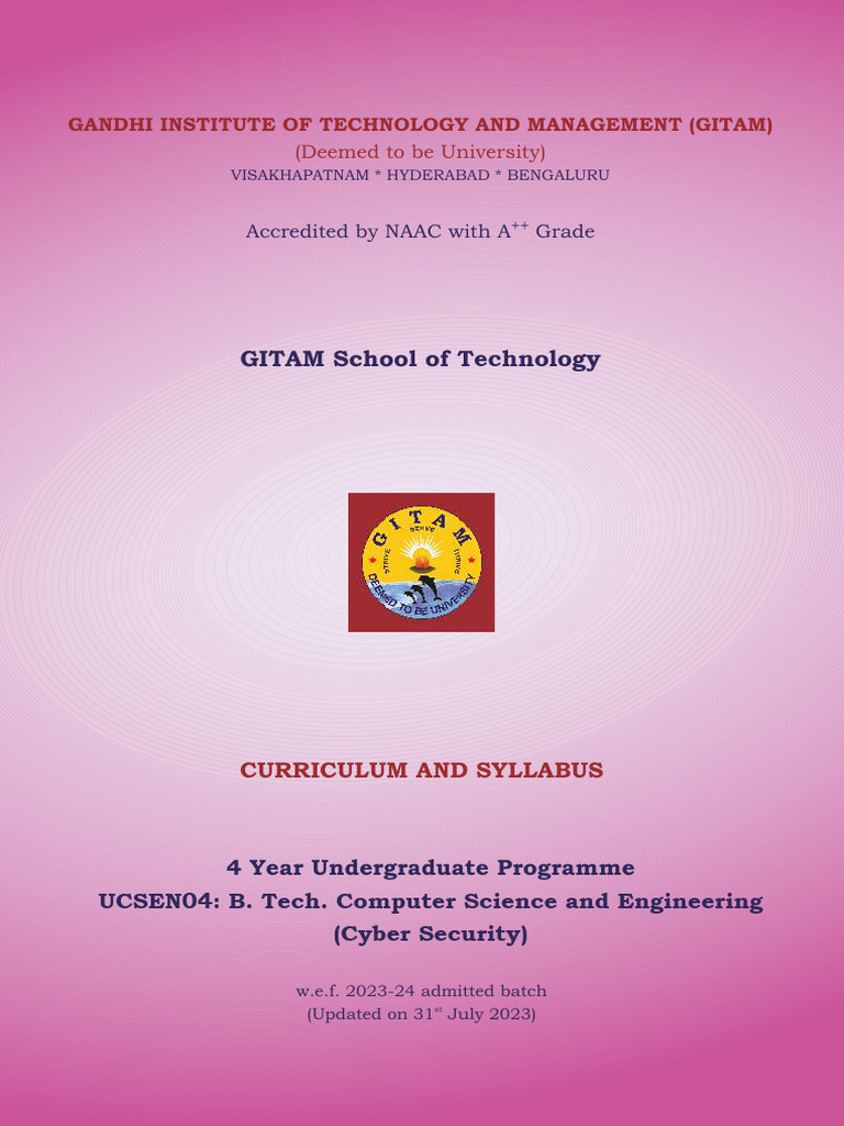 B Tech Cse Cs 2023 24 0 Pdf Engineering Computing