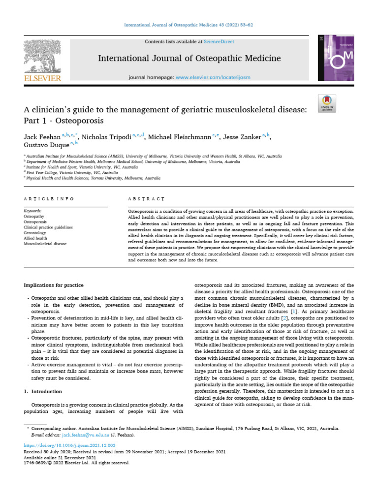 Clinician Guide Osteoporosis Pdf Osteoporosis Bone