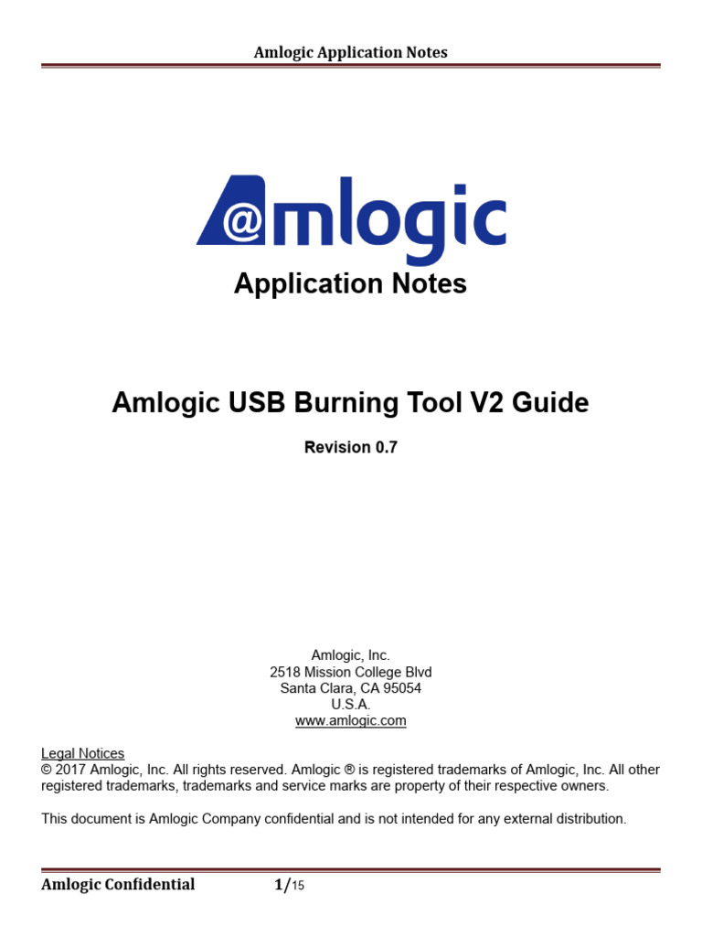 Amlogic USB Burning Tool V2 Guide V0.7 | PDF | Usb | Menu (Computing)