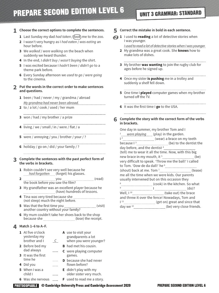 PREPARE 6 Grammar StandardUnit 03 | PDF