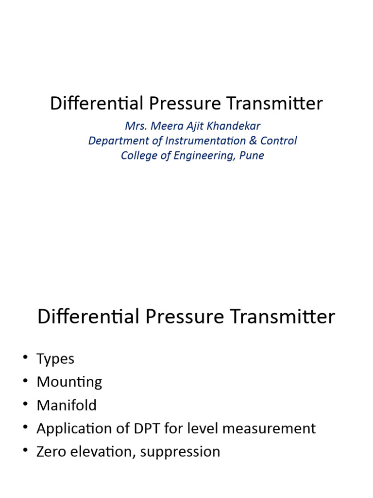 Differential Pressure Transmitters | PDF | Pressure Measurement | Pressure