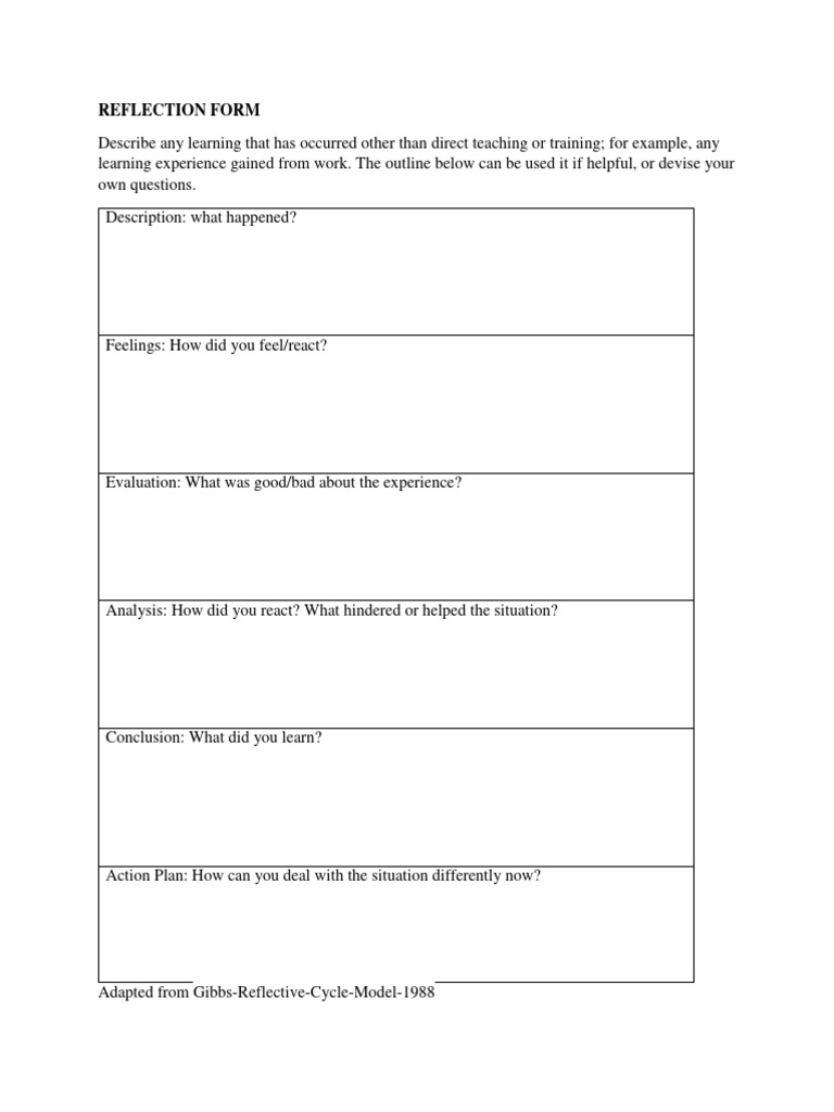 Reflection Form Pdf 8961