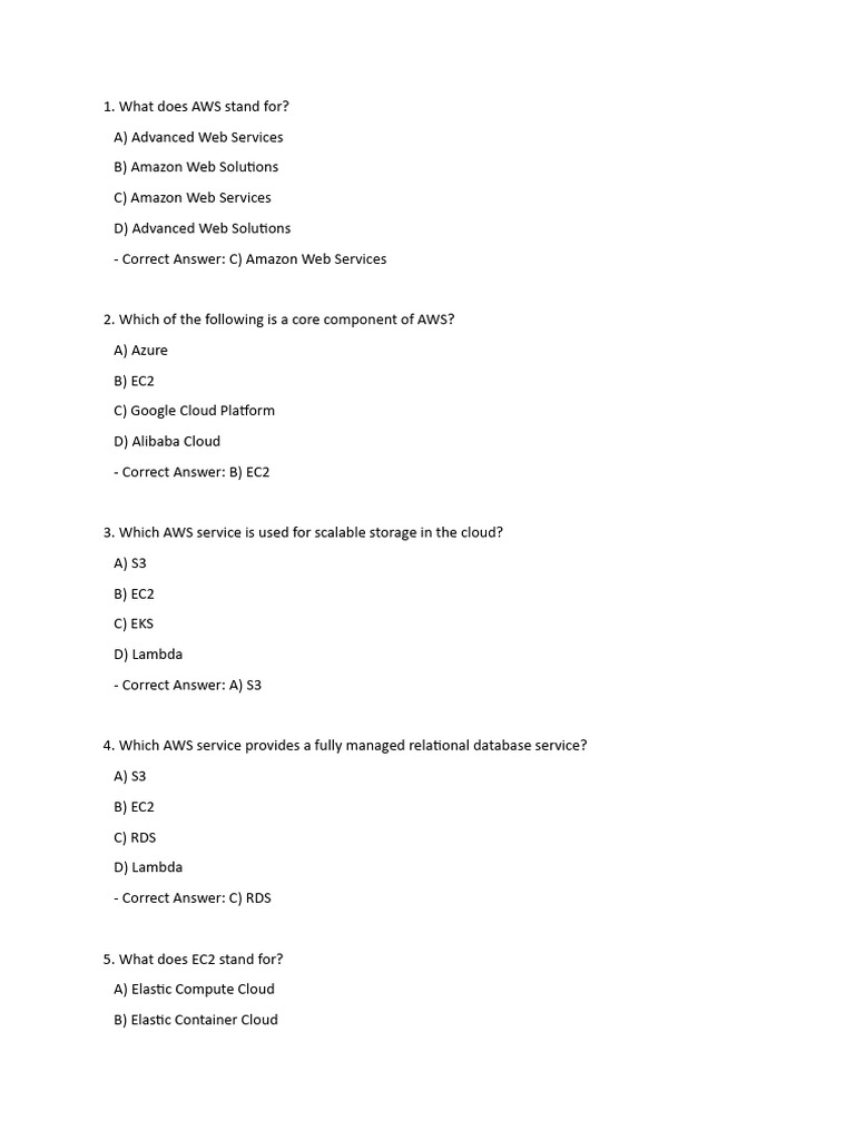 Samplequestions | PDF | Amazon Web Services | Cloud Computing