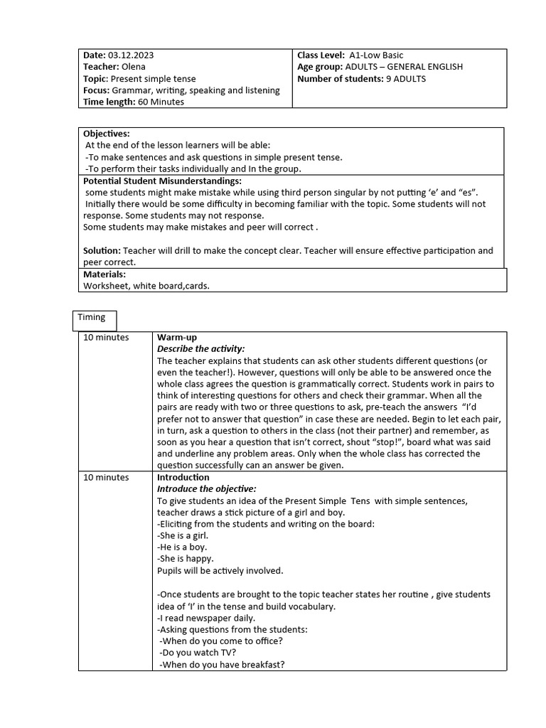 Lesson - Plan - Olena | PDF