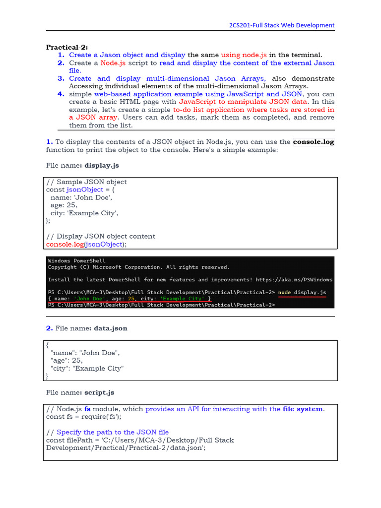 Practical-2-JASON | PDF | Json | Java Script