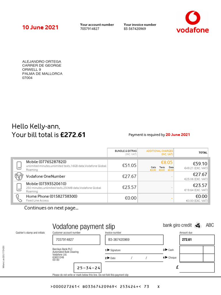 Vodafone | PDF | Cheque | Payments