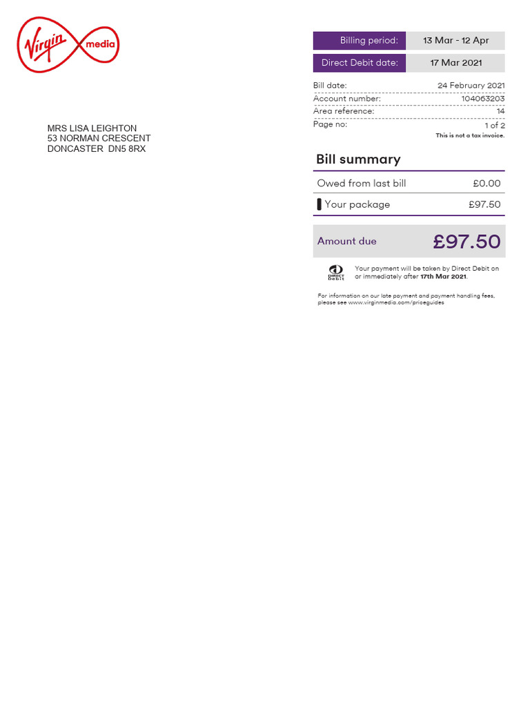 Virgin Media Bill UK | PDF | Payments | Annual Percentage Rate