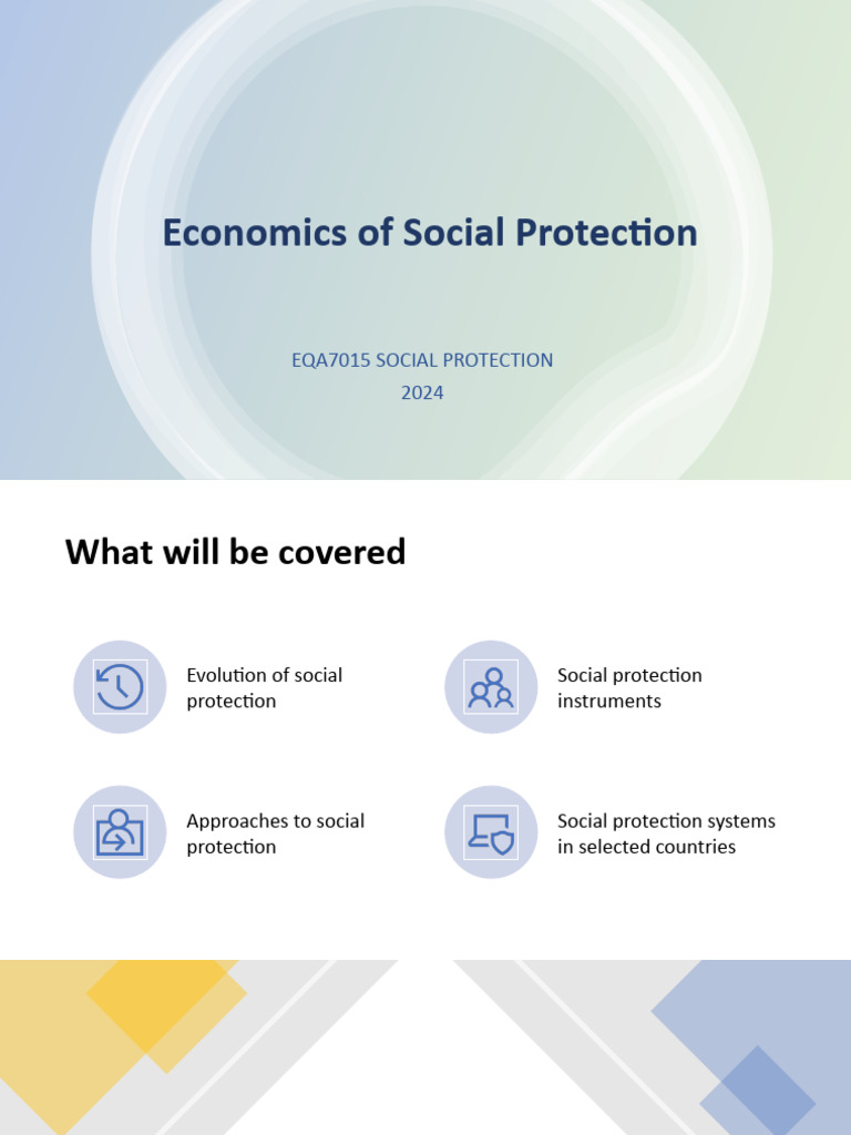 Week 2 - Economics of Social Protection | PDF | Social Protection | Welfare
