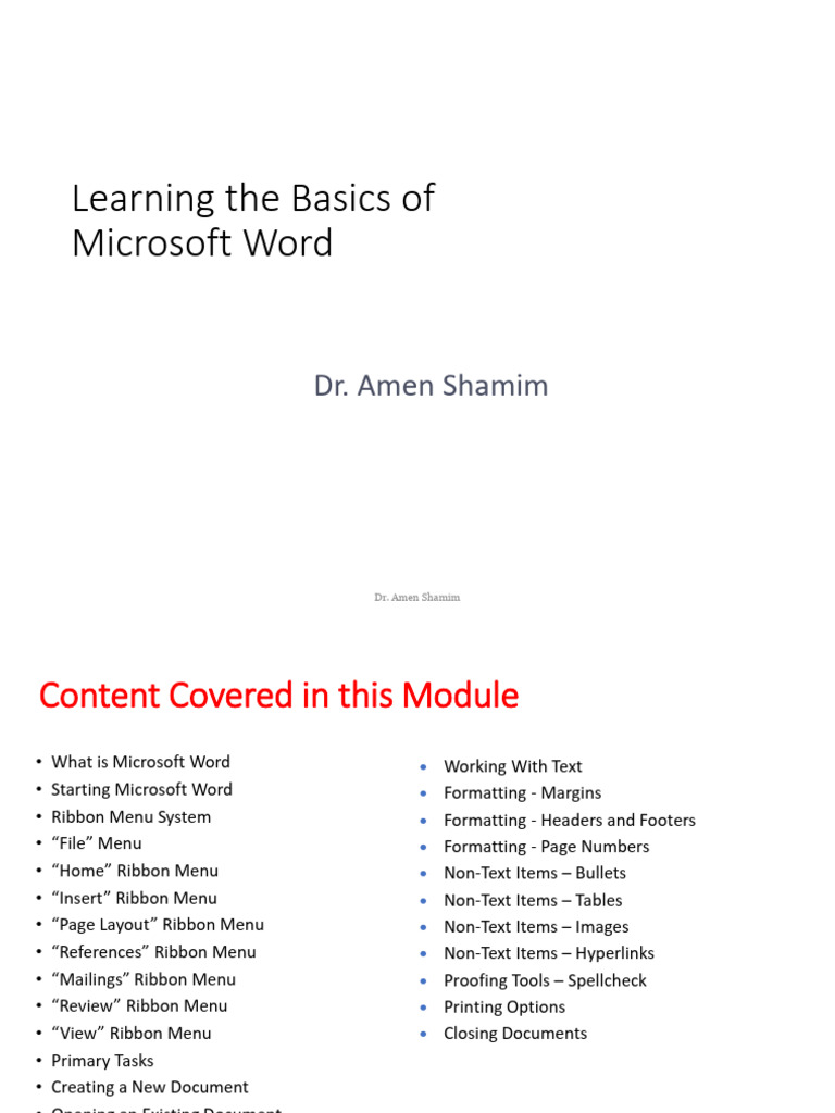 MS Word (P) Slides | PDF | Microsoft Word | Menu (Computing)