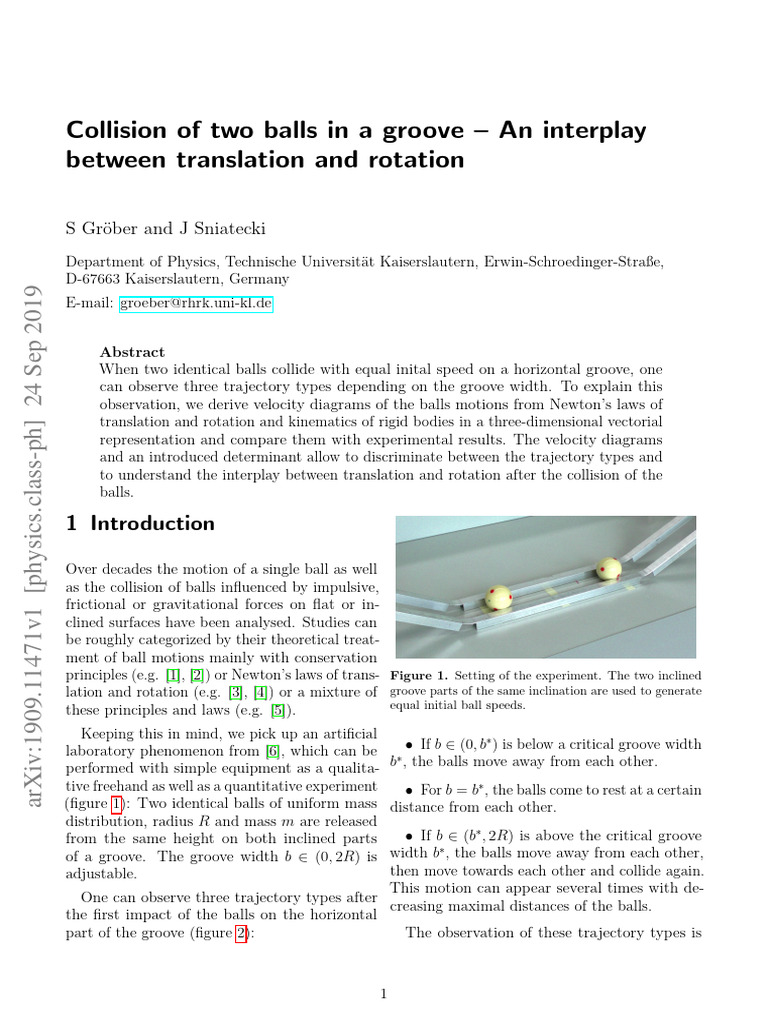 Collision of Two Balls in A Groove | PDF | Acceleration | Force