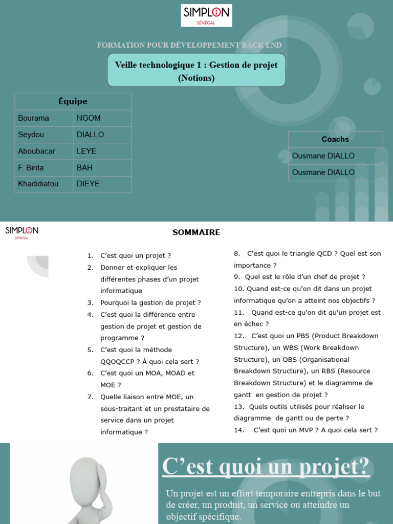 Veille Technologique 1 - Gestion de Projet (Notions) | PDF | Gestion de projet | Ingénierie des ...