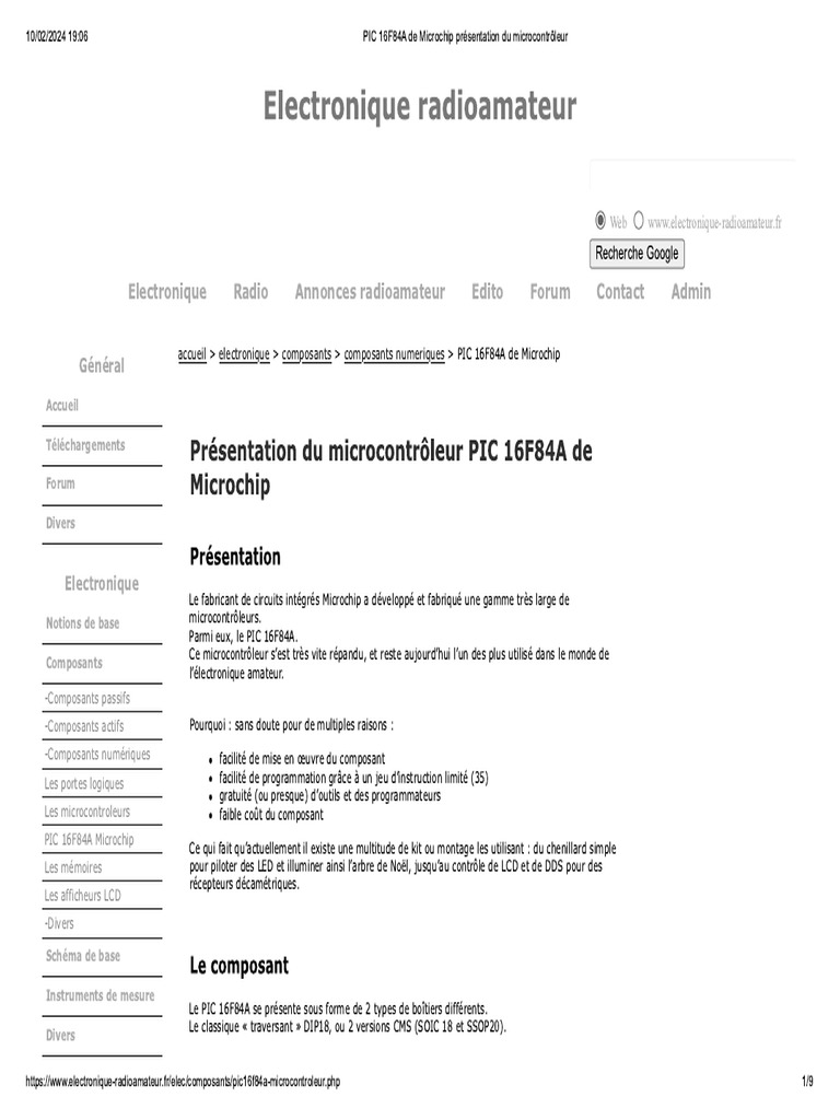 PIC 16F84A de Microchip Présentation Du Microcontrôleur | PDF