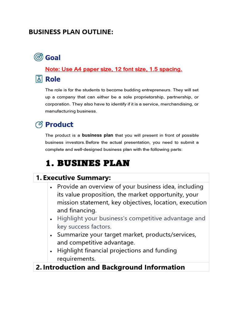 Business Plan Outline Template | PDF | Business Plan | Marketing
